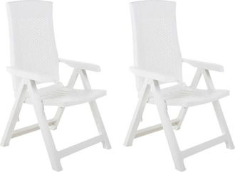 vidaXL Vidaxl - Verstellbare Gartenstühle 2 Stk. Kunststoff Weiß