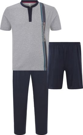 Jan Vanderstorm Herren 3 TLG. Schlafanzug Loftur grau, XL - 56/58