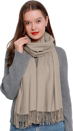 DonDon Schal Damen Winter Wollschal Winterschal warm weich 185 x 65 cm beige