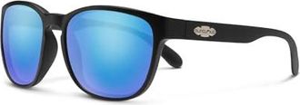 Suncloud Loveseat Lunettes de soleil polaris&eacute;es - Protection UV 100 % - Coupe confortable, design tendance - Pour homme et femme - Noir mat + verres miroir ble