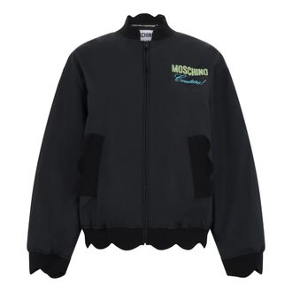 Moschino Femme, Vestes, Noir, Taille: 34 FR Bomber Moderne avec Zip et Logo