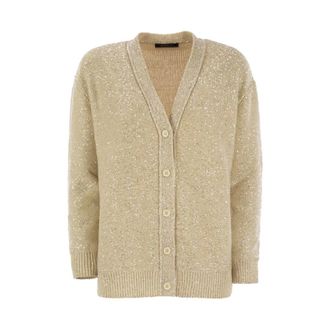 Fabiana Filippi Femme, Pulls, Beige, Taille: 36 FR Cardigan en maille de coton avec sequins