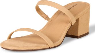 Amazon Essentials Damen D&uuml;nne Pantolette mit zwei Riemen und Absatz, Br&auml;unen, 35.5 EU