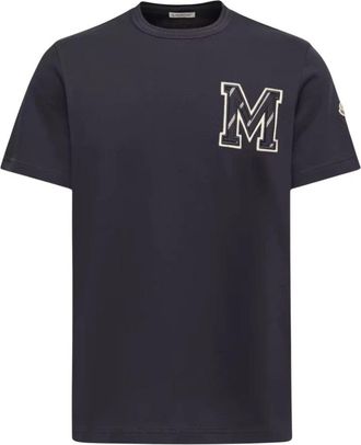Moncler T-shirt Monogram en jersey de coton - Homme - Tops - Bleu - Taille: 2XL
