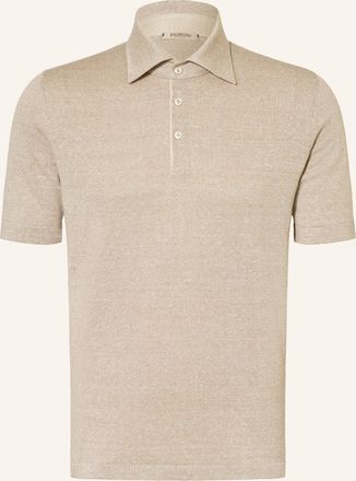 Fioroni Cashmere Fioroni Strick-Poloshirt Mit Leinen beige