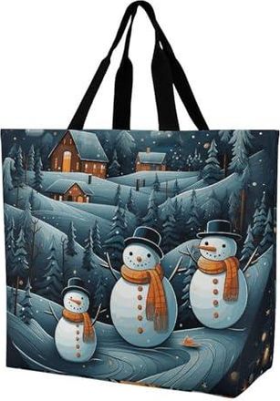 Generic Le P&egrave;re No&euml;l Et Les Pingouins Sac Fourre-Tout D&eacute;contract&eacute; Sacs Grand Sac A Main Femmes Pour Plage Voyage Universit&eacute;