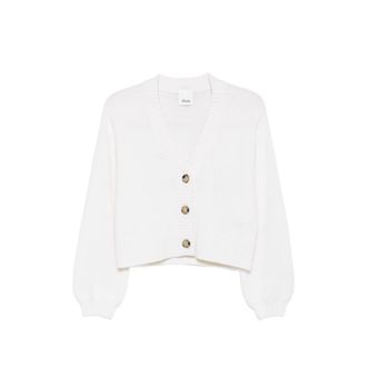 Allude Ribbed-trim V-neck Cardigan