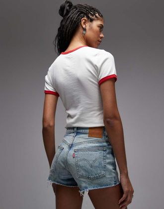 Levi's 501 Original Denim-Shorts in verwaschenem Blau