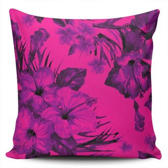 Generic Kritzeleien: Tropische Blumen, Pflanzen, Palmenblätter, Hibiskusblüten Zierkissenbezüge Atmungsaktiv Kissenbezüge Weich Zierkissen Für Büro Bett Hotel