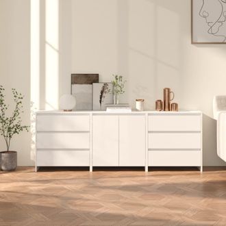 vidaXL Credenze 3 Pz Bianche In Legno Multistrato - Vidaxl