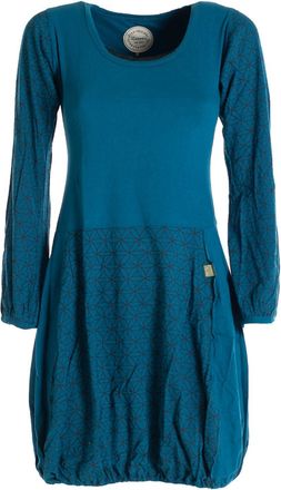 vishes Alternative Bekleidung - Langarm Damen-Keid Ballon-Kleid Shirt-Kleid kurz Loose fit t&uuml;rkis 44