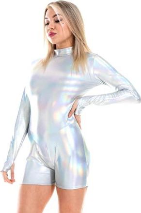 Generic Combinaison Chic Femme- Combinaison &agrave; Manches Longues Col Rond Poignets Zipp&eacute;S Et Manches Courtes