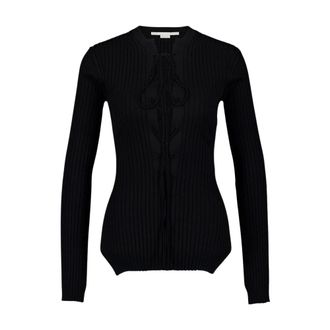 Stella McCartney Schwarzer Schn&uuml;rstrickpullover - - Knitwear - Damen - Schwarzk - L