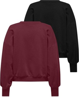 Only Sweatshirt ONLBROOKE L/S O-NECK SOLID 2 PACK SWT (Packung, 2-tlg) Baumwollmischung, regular fit