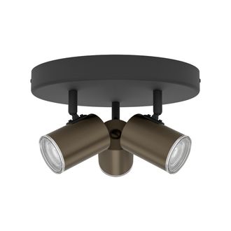 Eglo Deckenlampe Consuma 1, runder Deckenstrahler 3-flammig, Spot Deckenleuchte Badezimmer, Badlampe Decke aus Metall in Schwarz und Bronze, GU10 Fassung, 
