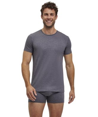 Falke Herren Unterwäsche Daily Comfort Multipack Round Neck M S/s Ts Baumwolle atmungsaktiv 2 Stück, Grau Dark Grey Heather 3278, XXL