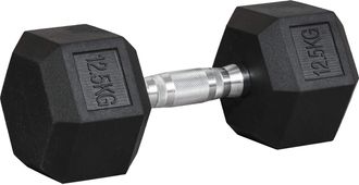 HOMCOM Hanteln mit ger&auml;ndeltem Griff, Kurzhantel aus Gusseisen, 1 x 12,5 kg, Kurzhanteln f&uuml;r M&auml;nner und Frauen, Dumbbell f&uuml;r Zuhause, Fitnessstudio, Krafttra