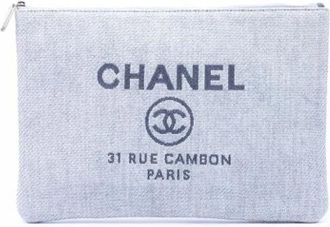 Chanel Pre-owned Pochette en Toile - Femme - Pre-owned - Bleu - Taille: ONE Size