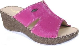 Stiledivita 6331 Chaussons confort femme daim fuchsia talon compensé 6 cm semelle caoutchouc, fuchsia, 39 EU