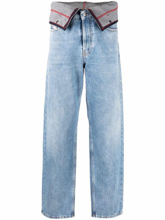 Diesel jean cigarette &agrave; taille superpos&eacute;e - Bleu