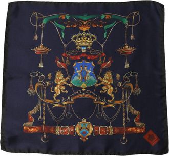 Dolce & Gabbana Heraldic Silk Scarf - Navy
