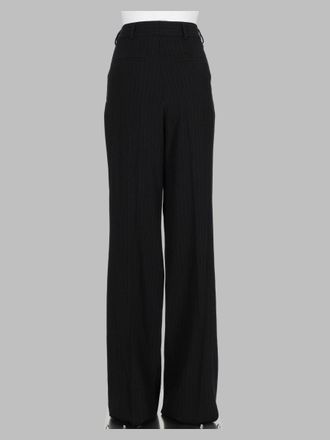 Saint Laurent Pinstripe Crepe Wool Blend Trousers - Black