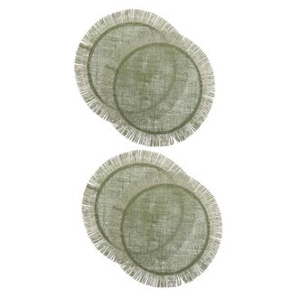 Garneck 4 St&uuml;ck Sackleinen-Quasten-tischsets Gewebte Teekannenmatte Esstischdekoration Esstisch Platzsets Tassenuntersetzer F&uuml;r Den Tisch Quasten-tischunterla