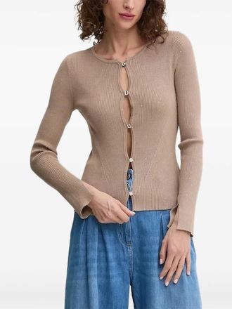 Guess Co cardigan côtelé à sequins - Marron