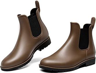 Dream Pairs Bottine Femme Botte de Pluie Femme Chaussures Femmes Semi-Hautes Chelsea Bottes Femme Confortable Marron SDRB2201W-E Taille 41 (EUR)