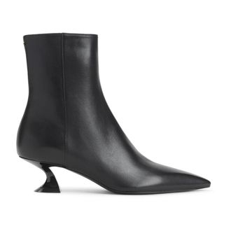 Lanvin Femme, Chaussures, Noir, Taille: 38 1/2 EU Midnight Step Leather Ankle Boot