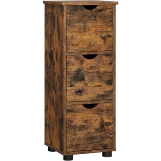 Vasagle Vasagle - Meuble de Salle de Bain &agrave; 3 tiroirs, Placard 3 Niveaux, Colonne, 30 x 30 x 80 cm, Marron Rustique