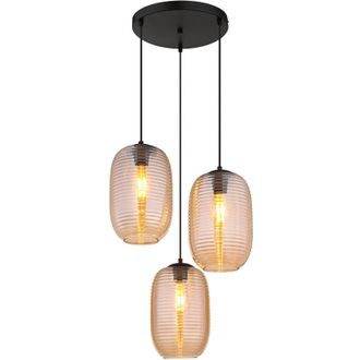 Globo Lighting Globo Lighting - Lampe suspendue lampe de plafond lampe de salle &agrave; manger m&eacute;tal ambr&eacute; 3 flammes