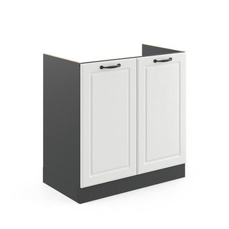 Vicco Spülenunterschrank R-Line, Weiß Landhaus/Anthrazit, 80 cm ohne Arbeitsplatte