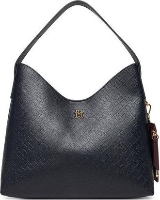 Tommy Hilfiger Handtasche Th Icon Shoulder Bag Mono AW0AW18141 Dunkelblau