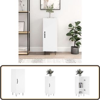 vidaXL Sideboard Weiß 34,5x34x90 cm Holzwerkstoff - Schreibtisch - Wohnzimmermöbel - Sideboard - Regal - Eiche