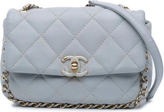 Chanel Hobo Bags - Mini Calfskin Chain Around Flap - Gr. unisize - in Grau - f&uuml;r Damen