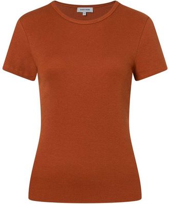 More & More Kurzarmshirt schmales Basic-Stretch-Rippshirt