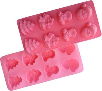 Hemoton Weihnachten Silikon Backformen Antihaft 3D Süßigkeiten Formen Seifenformen Schokoladenformen Weihnachtsbaum Weihnachtsmann Glocke Design für Küche DIY