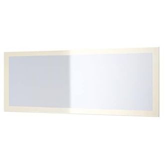 Vladon Miroir Lima, Miroir Mural avec Cadre de Style Moderne, Blanc Haute Brillance (139 x 55 cm)