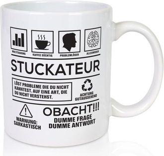 Generic Achtung Probleme Stuckateur | Innenausbau | Beruf - Tasse Weiss - Kaffeetasse/Geschenk/Familie