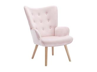 Vente-Unique Fauteuil en Velours Rose VATELY - Scandinave