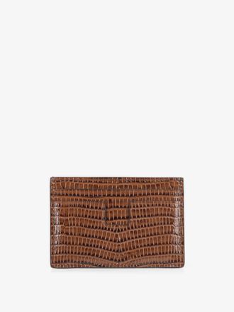 Tom Ford Mens Card Holder Brown Leather Wallets & Cardholders