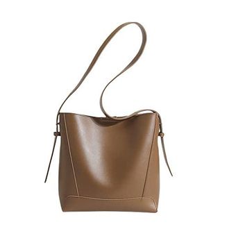 Generic Grand sac &agrave; bandouli&egrave;re Hobo pour femme en cuir v&eacute;g&eacute;talien, sac &agrave; main tendance pour femme, marron, large