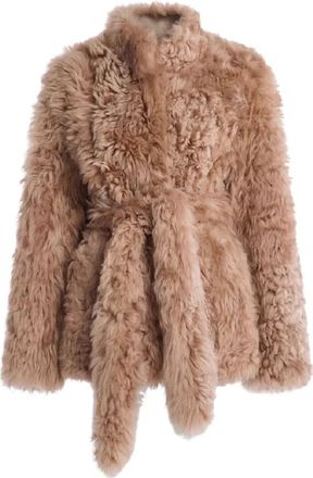 Nour Hammour Nour Hammour, Femme, Vestes, Beige, Taille: 40 FR Manteau Elsa en peau lain&eacute;e