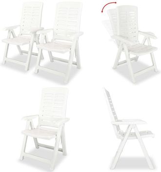 vidaXL Vidaxl - lot de 2 Chaises inclinables de jardin Plastique Blanc - Chaise De Jardin - Chaise Inclinable - Mobilier De Jardin - Meubles De Terrasse