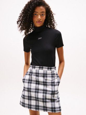 Tommy Jeans Kurzarmshirt TJW SLIM SILVER SCRIPT MOCK SS