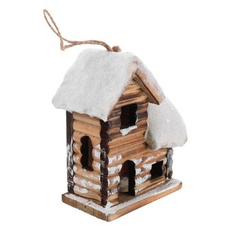 NUOBESTY VICASKY LED Holz Weihnachtsdekoration Miniatur Haus mit Warmem Led-licht Handbemalte Holzfigur Rustikales Winterwunderland Vielseitige Tisch Baumschmu