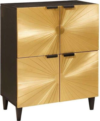 vidaXL Beistellschrank mit Speicher Schwarz und Gold 60 x 33.5 x 75 cm vidaXL