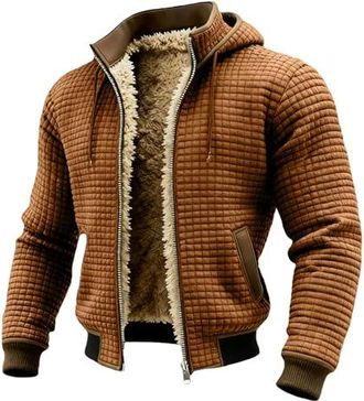 Generic DENGJIAMY Veste en Polaire Homme Veste Chaude &agrave; Capuche Hiver Manches Longues Chemise &agrave; Impression Tendance V&ecirc;tements D&eacute;contract&eacute;s Taille Plus Sweat-S
