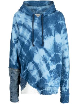 Greg Lauren hoodie en coton à motif tie-dye - Bleu